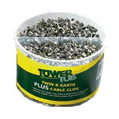 Tower Twin & Earth Cable Clip Trade Tub • Discount Trade Supplies - DTS