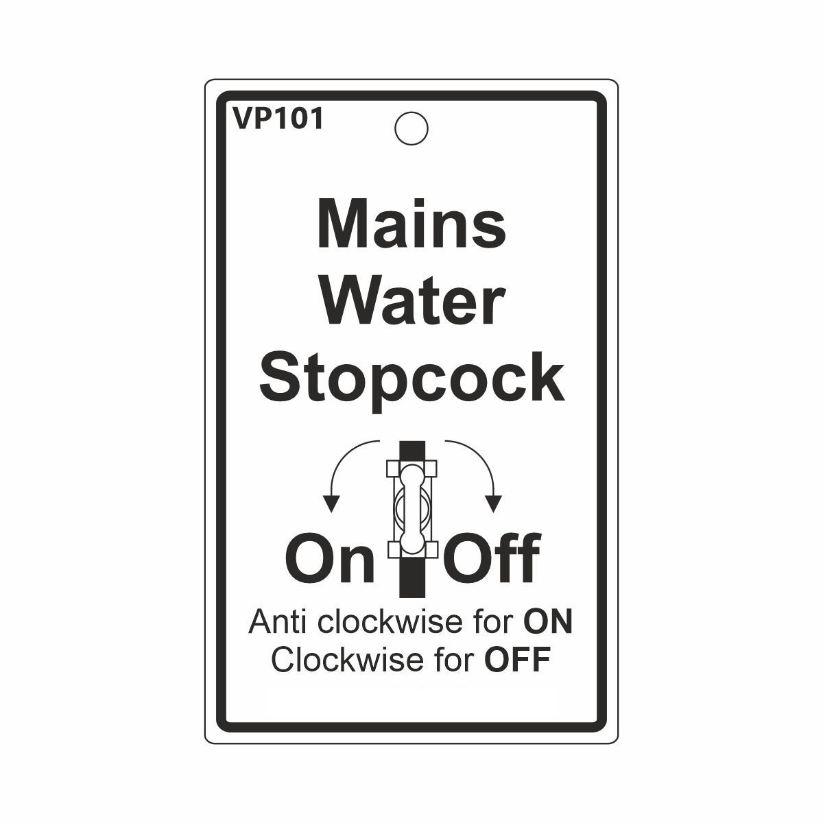 Mains Water Stopcock Label Tag VP101 • Discount Trade Supplies - DTS